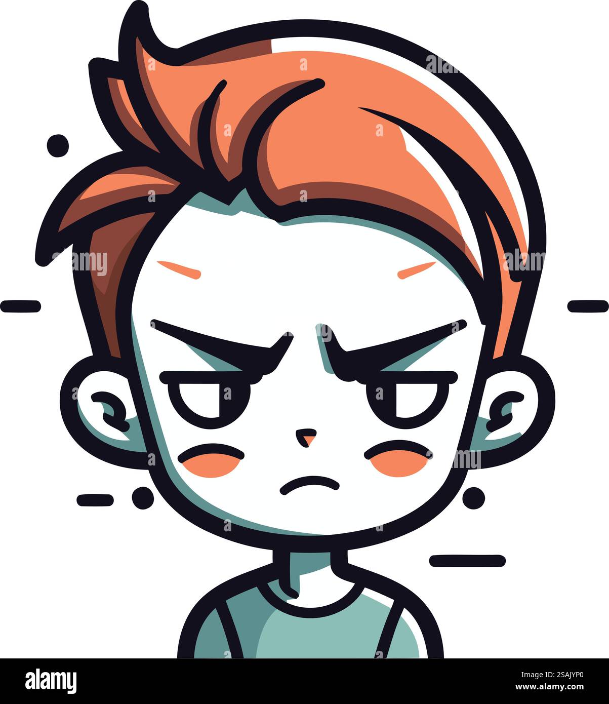 Angry cartoon boy. Vector illustration isolated on a white background ...