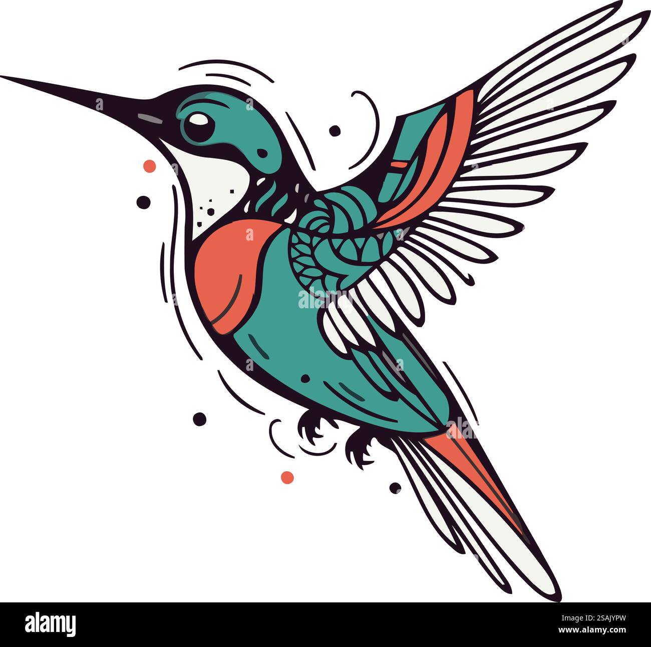 Hand drawn hummingbird. Vector illustration isolated on a white ...