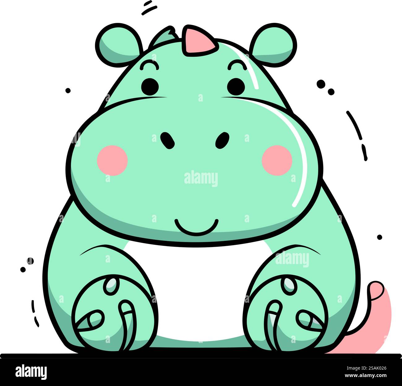 Cute cartoon hippopotamus. Vector illustration in flat style Stock ...