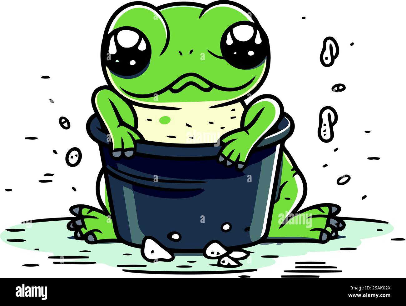 Frog in a pot. Vector illustration of a cartoon frog Stock Vector Image ...