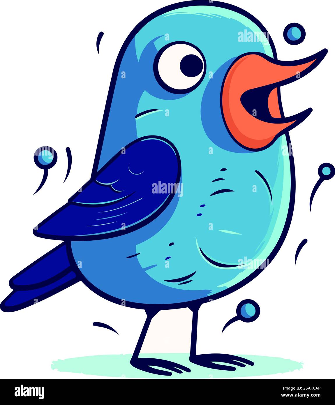 Vector illustration of cute blue bird. Isolated on white background ...