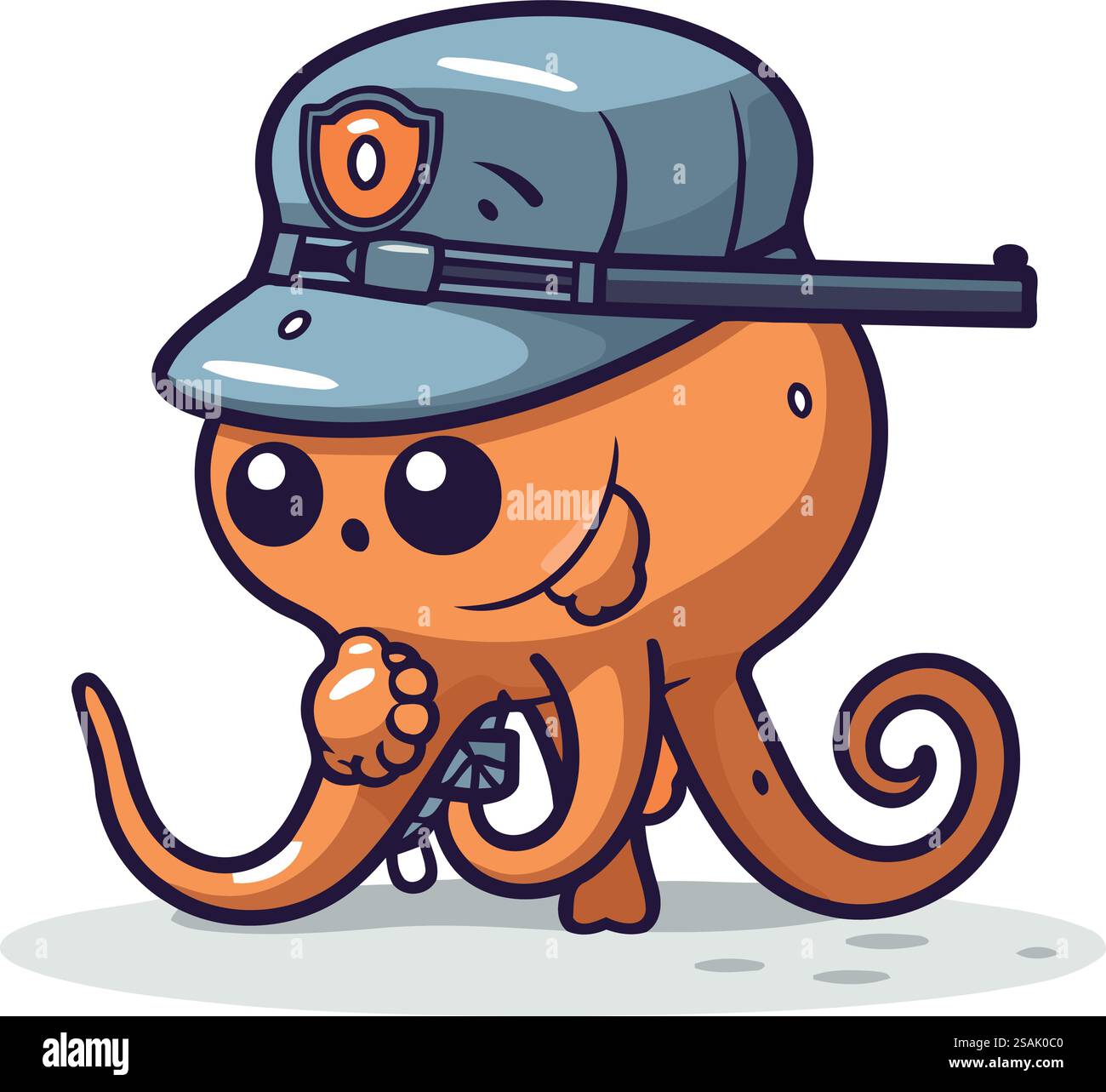 Cute cartoon octopus in a police hat. Vector illustration Stock Vector ...