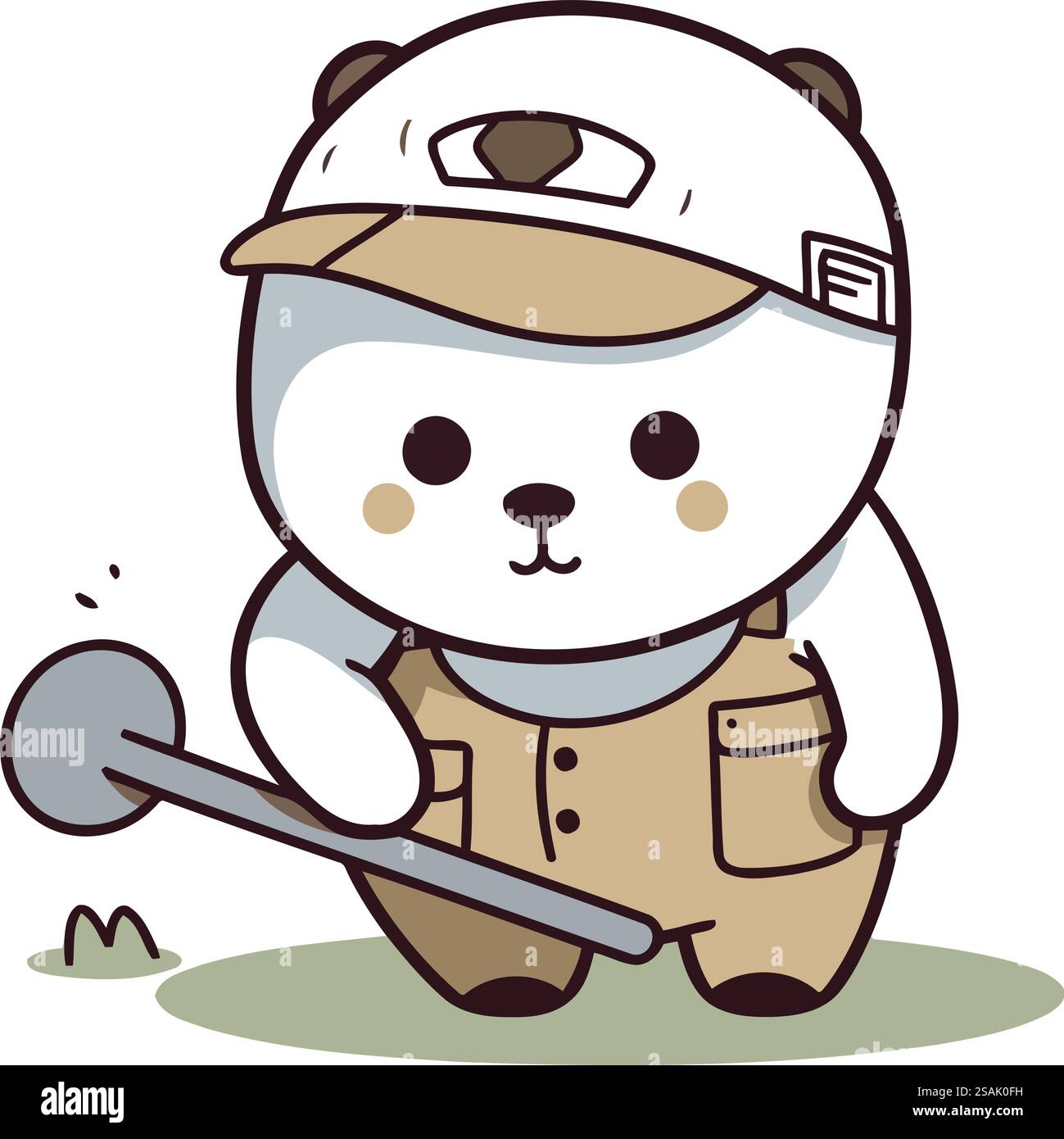 Panda playing golf cartoon vector illustration. Cartoon panda playing ...