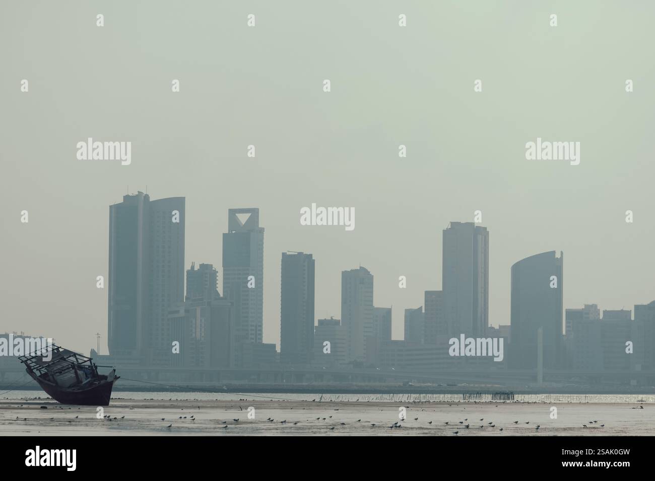 Boats and cityscpae view in the fisherman's bay in Manama Bahrain Stock ...