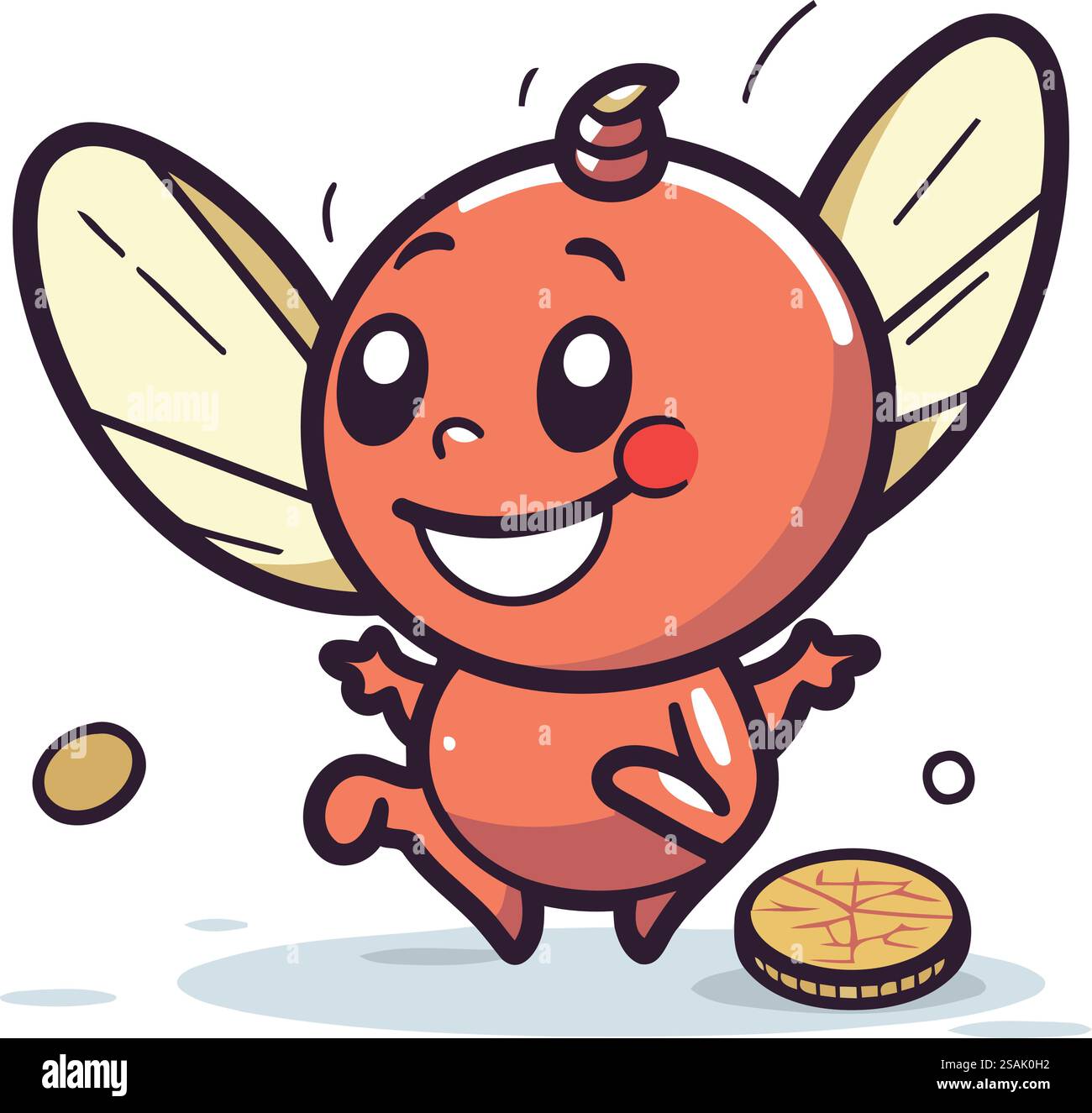 Cartoon fly with coin. Vector illustration of a cartoon fly Stock ...