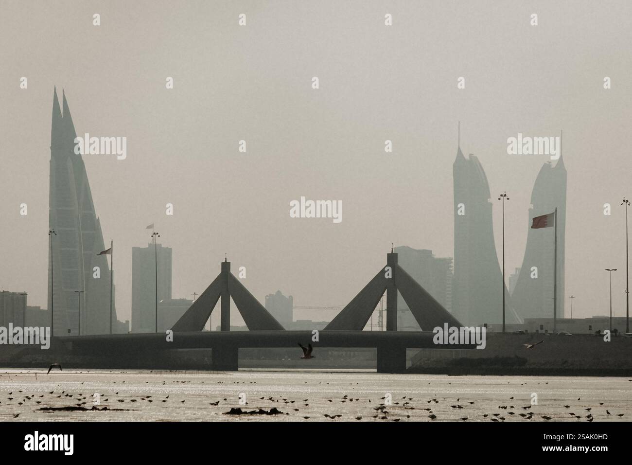 Boats and cityscpae view in the fisherman's bay in Manama Bahrain Stock ...