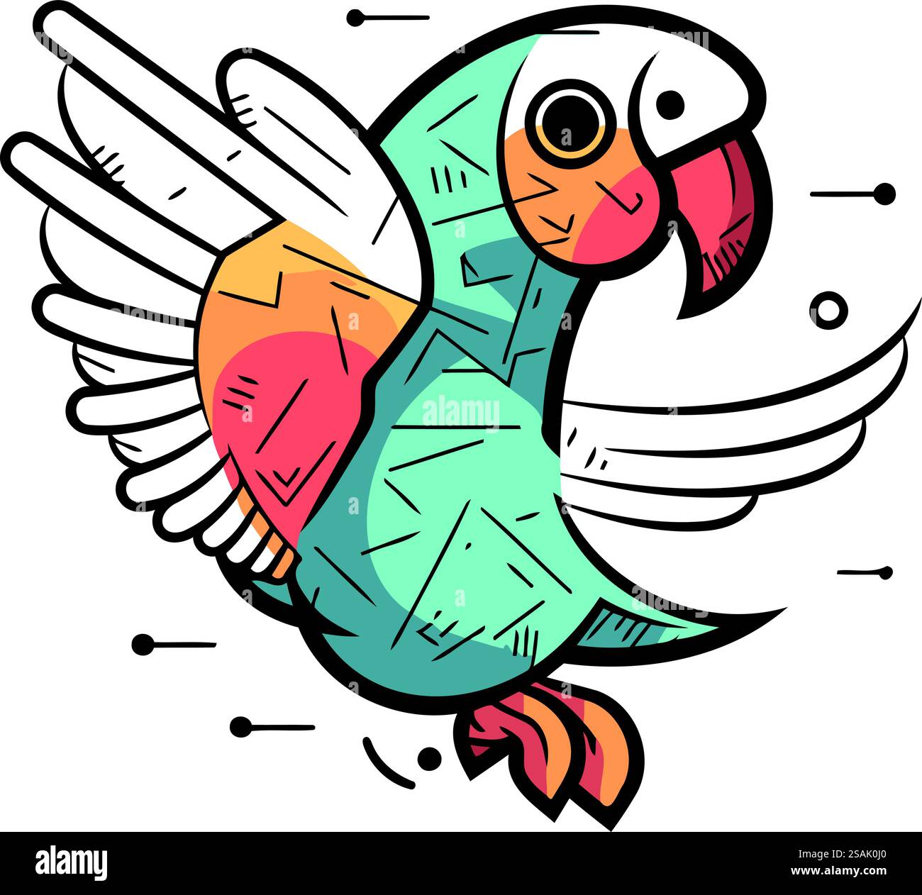 Cute parrot. Hand drawn vector illustration in cartoon style Stock ...