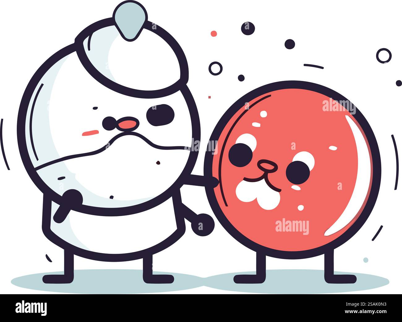Cute snowman and snow ball cartoon character. Vector illustration Stock ...