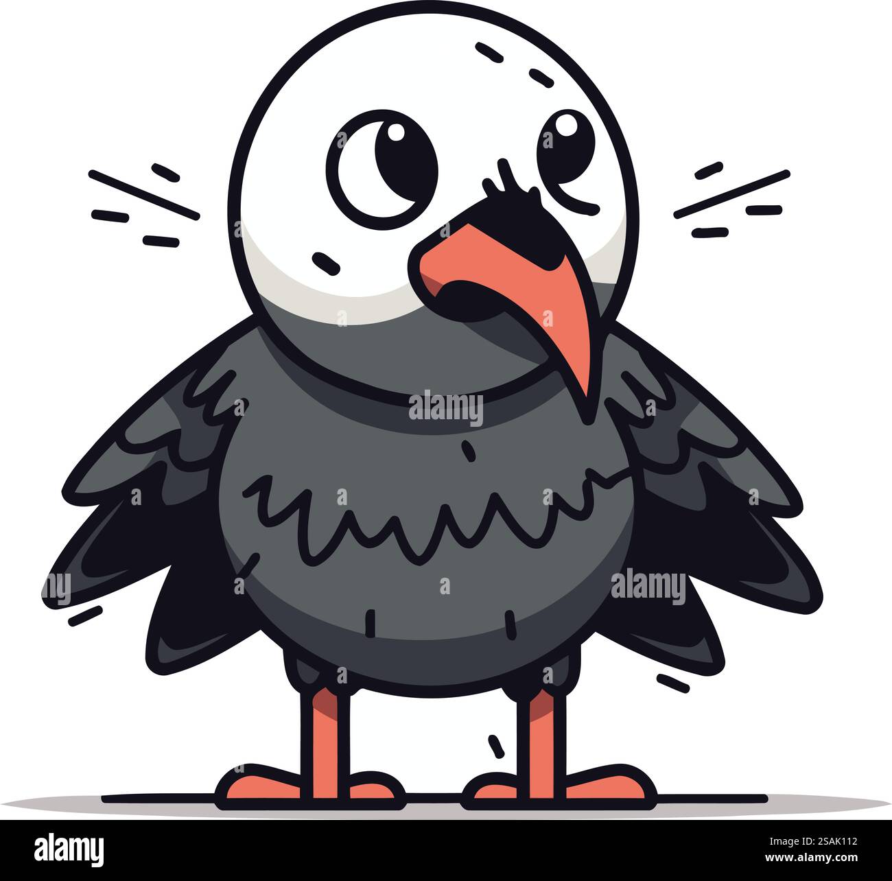 Cute Black Bird Cartoon Mascot Character Vector Illustration Stock ...