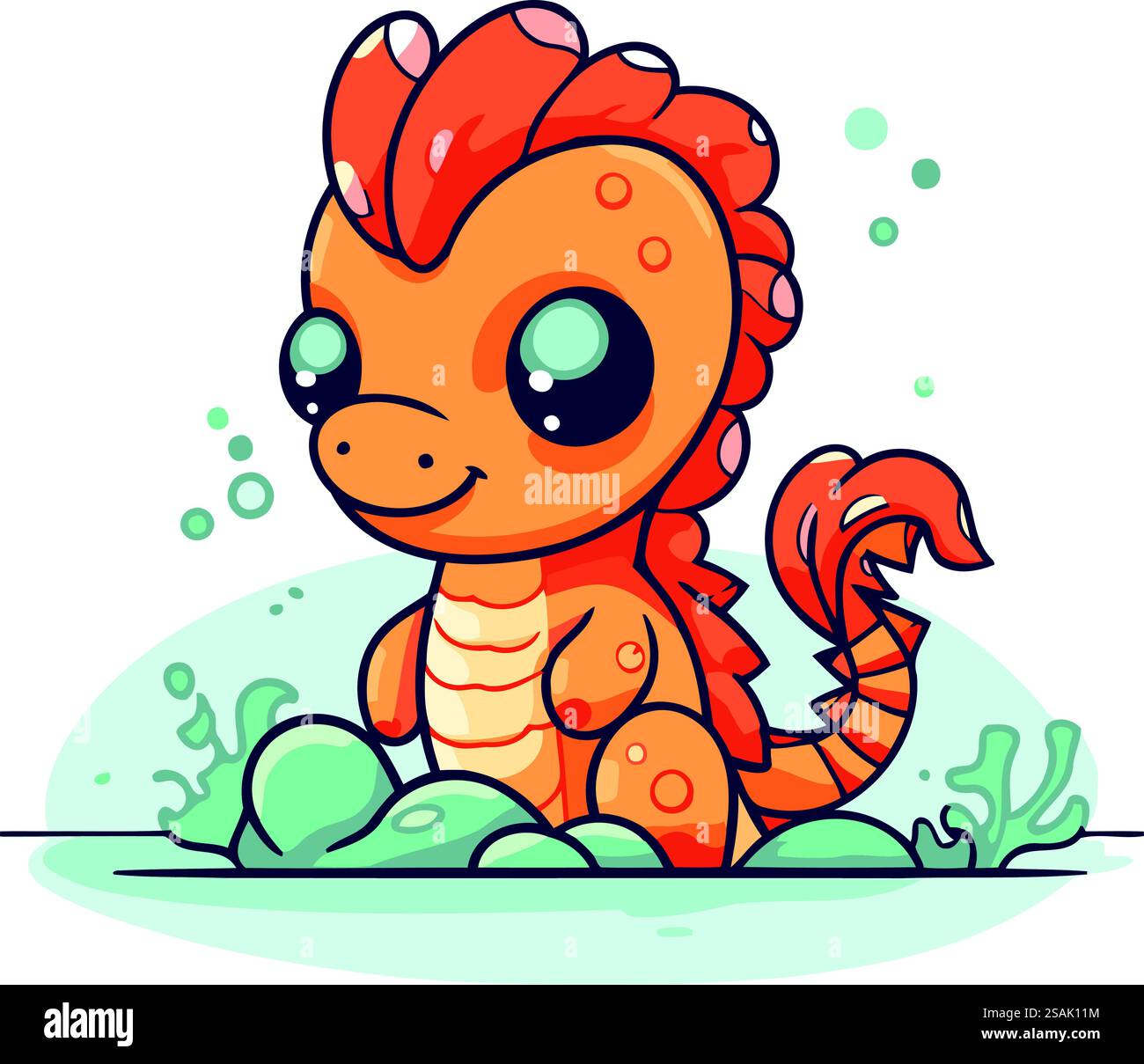 Cute cartoon sea monster. Vector illustration isolated on white ...