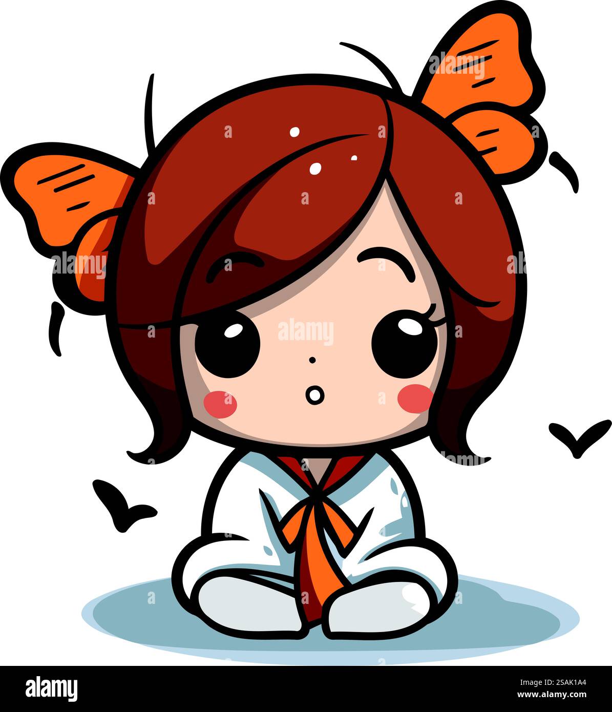 Cute Butterfly Girl Cartoon Mascot Character Vector Illustration Stock ...