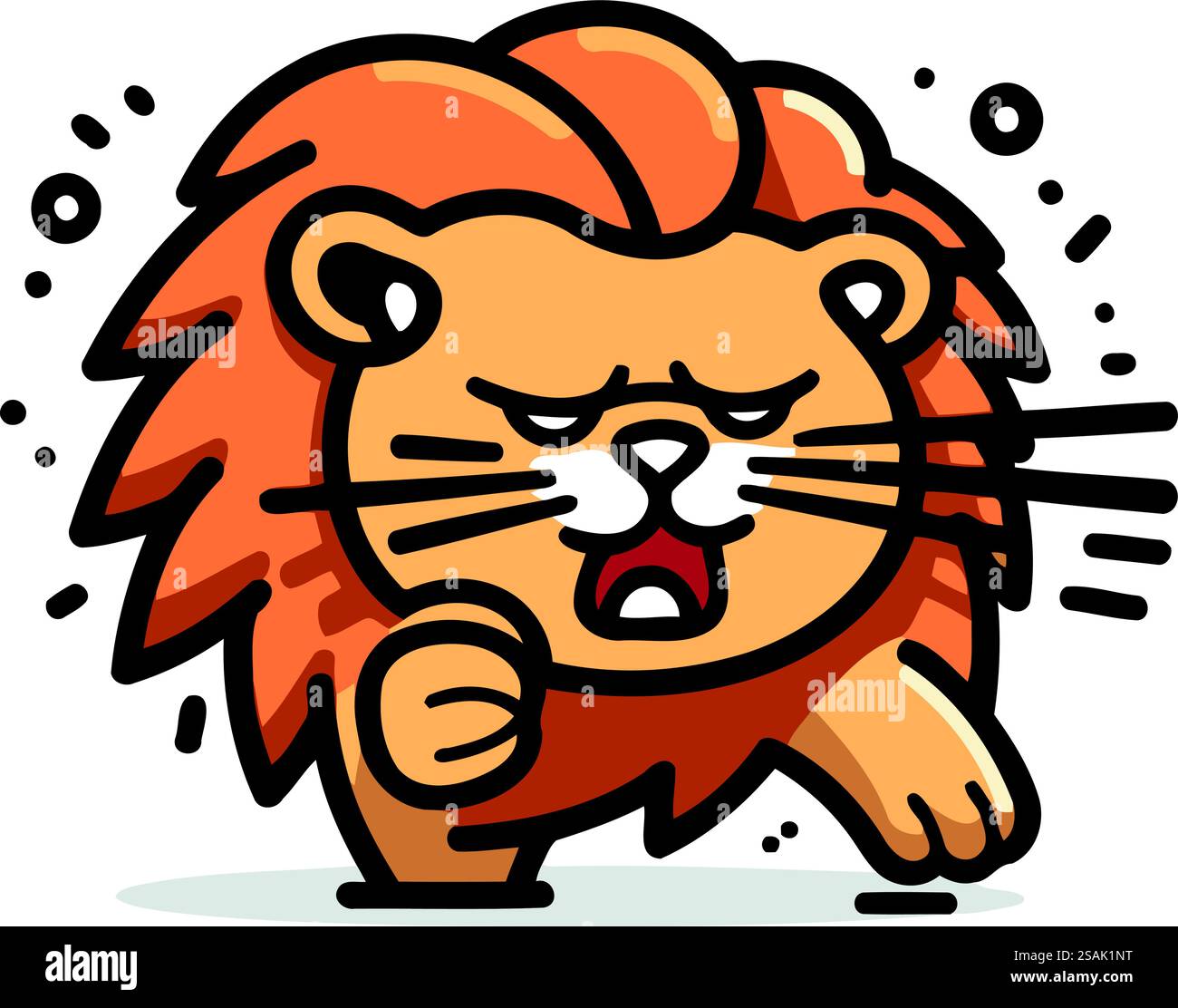 Angry lion. Vector illustration in flat cartoon style. Isolated on ...