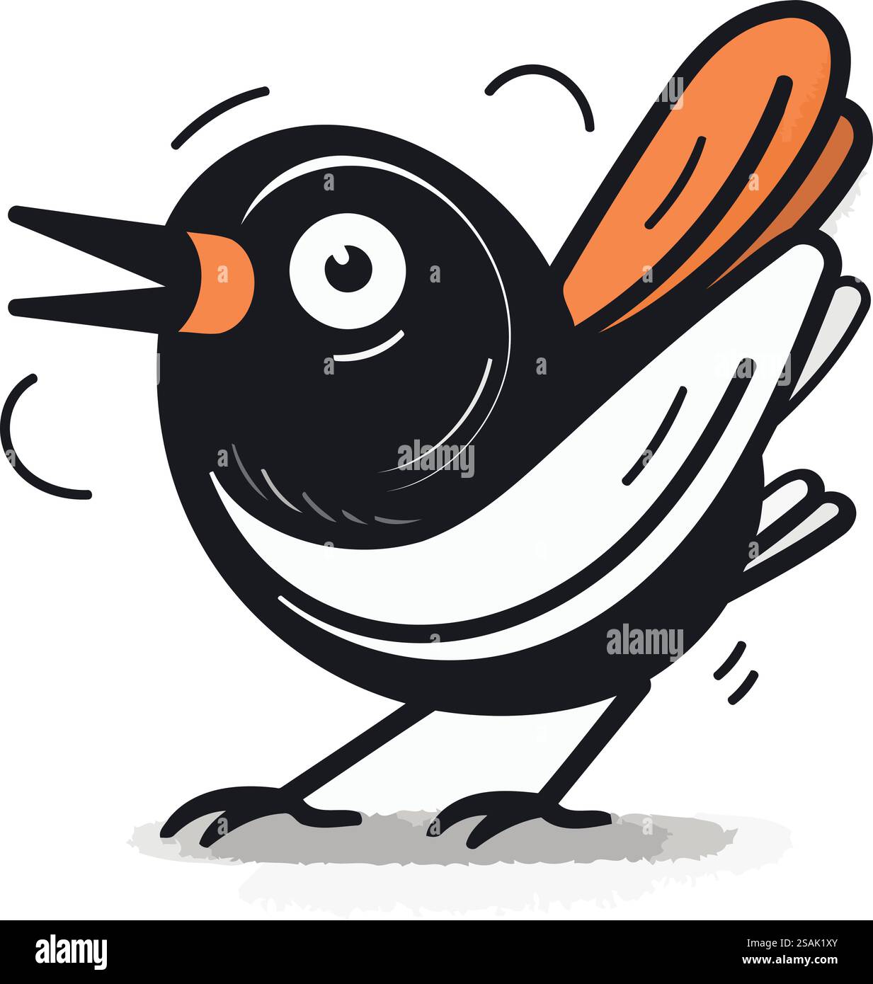 Cute cartoon magpie isolated on white background. Vector illustration ...