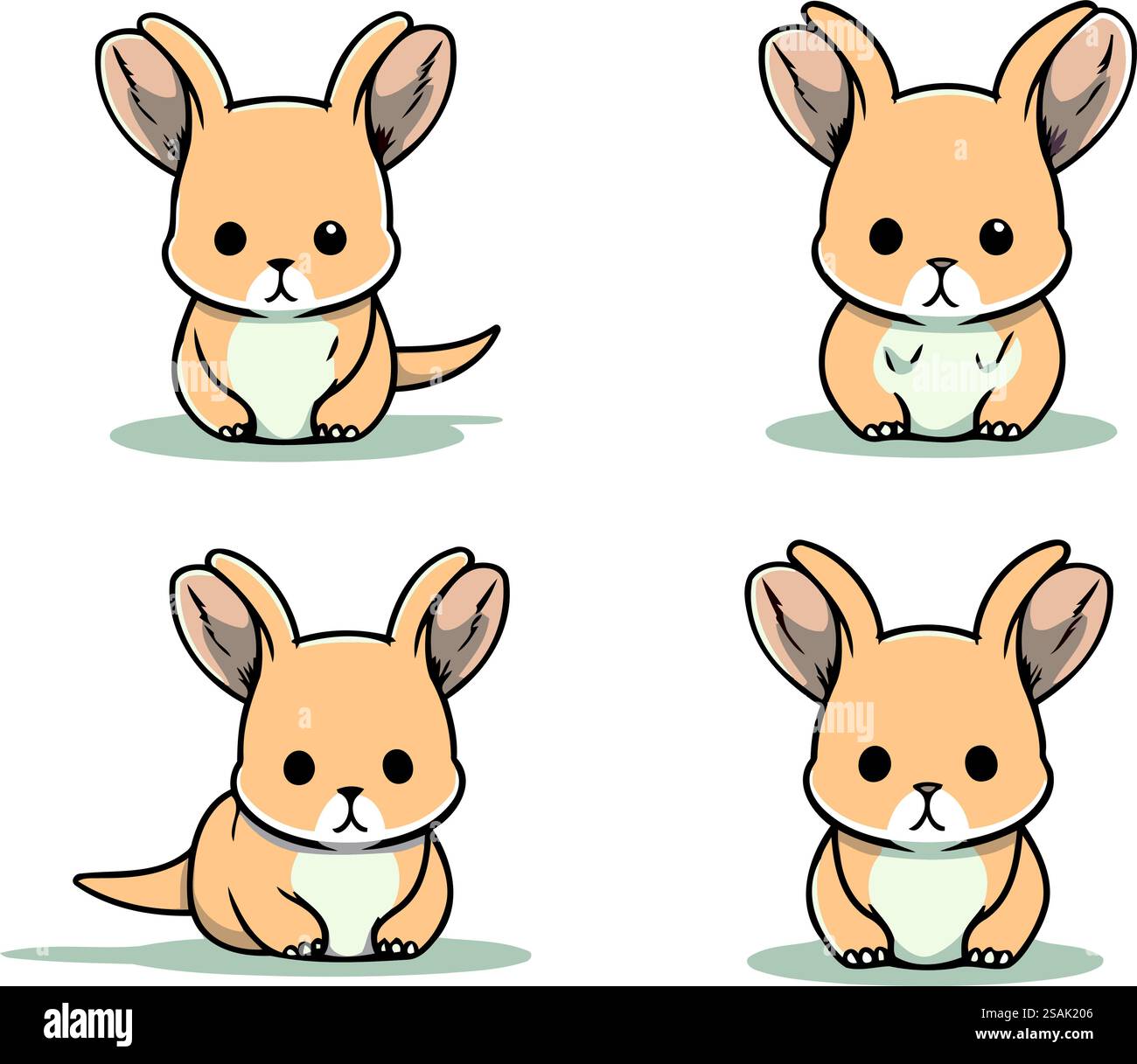 Cute rabbit cartoon vector illustration. Cute bunny icon set Stock ...