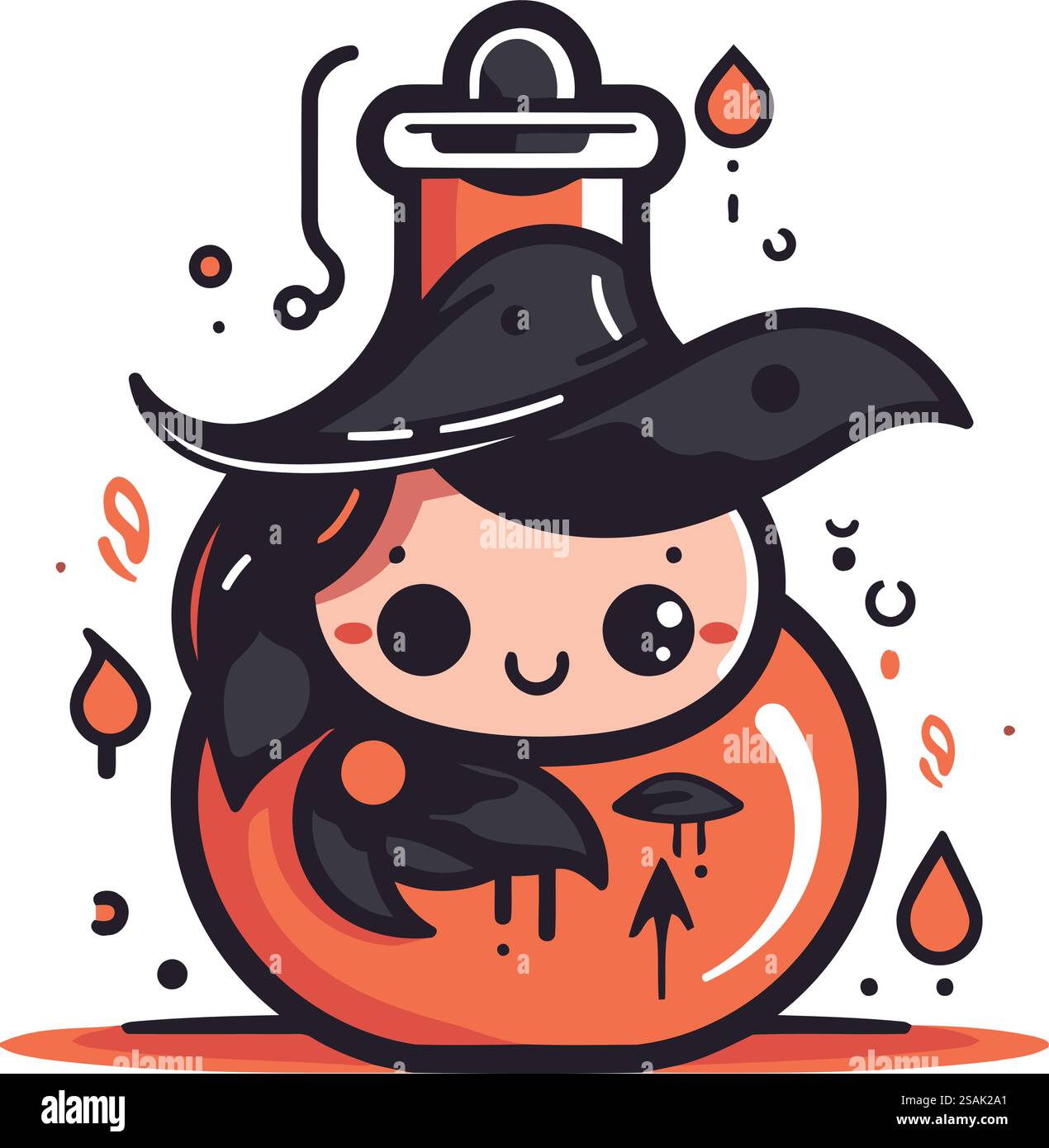 Cute cartoon witch potion in bottle. Vector illustration on white ...
