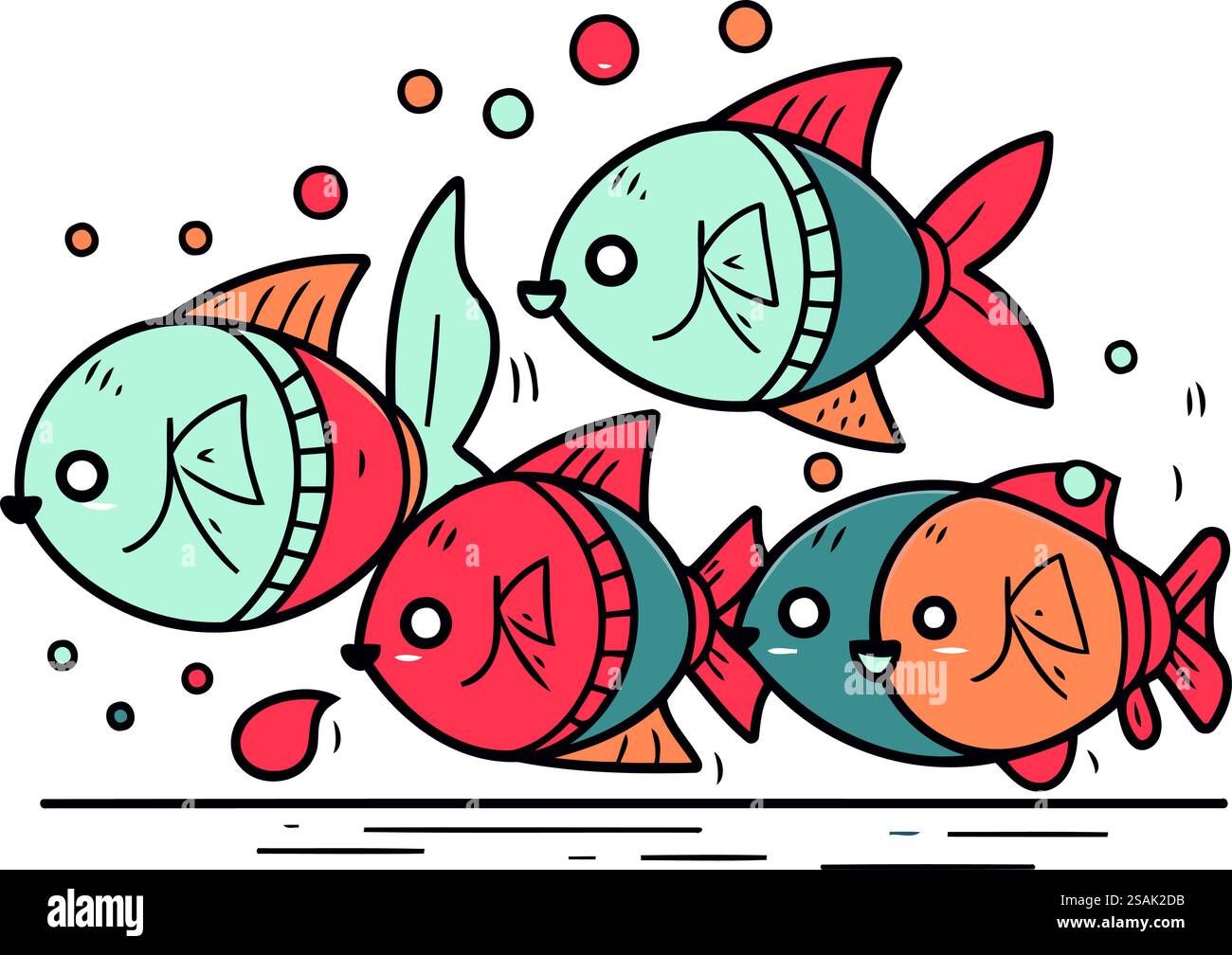 Cute cartoon fishes. Vector illustration in doodle style Stock Vector ...