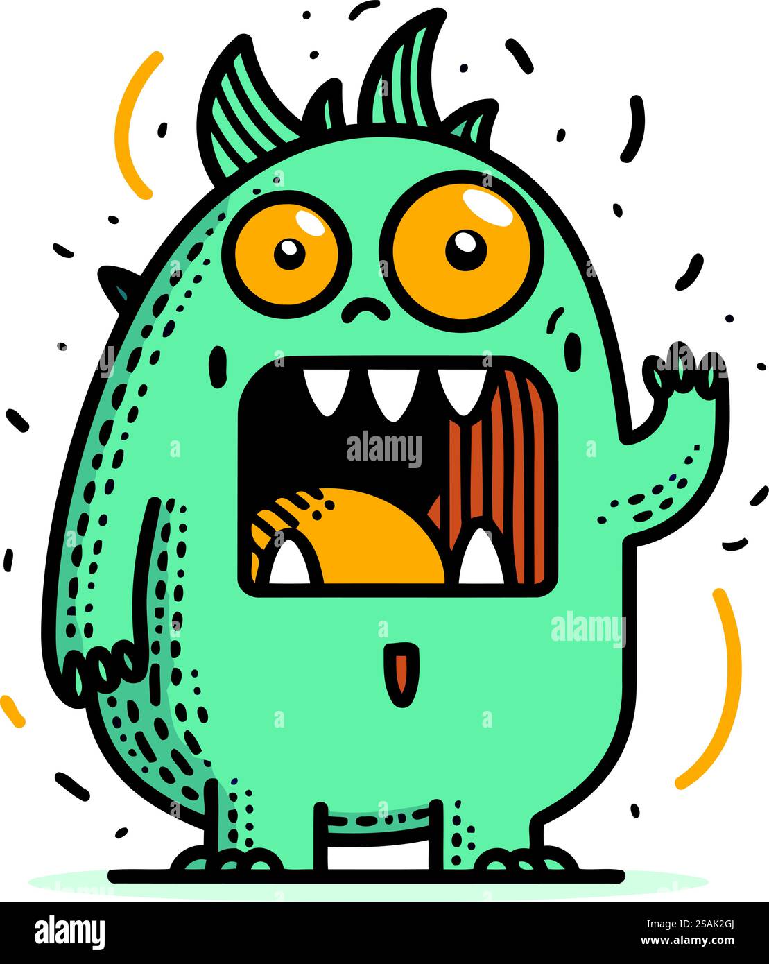 Funny cartoon monster. Vector illustration of a monster with emotions ...