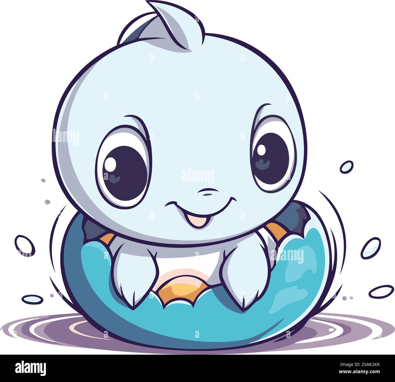 Illustration of a Cute Smiling Cartoon Fish in a Shell Stock Vector ...