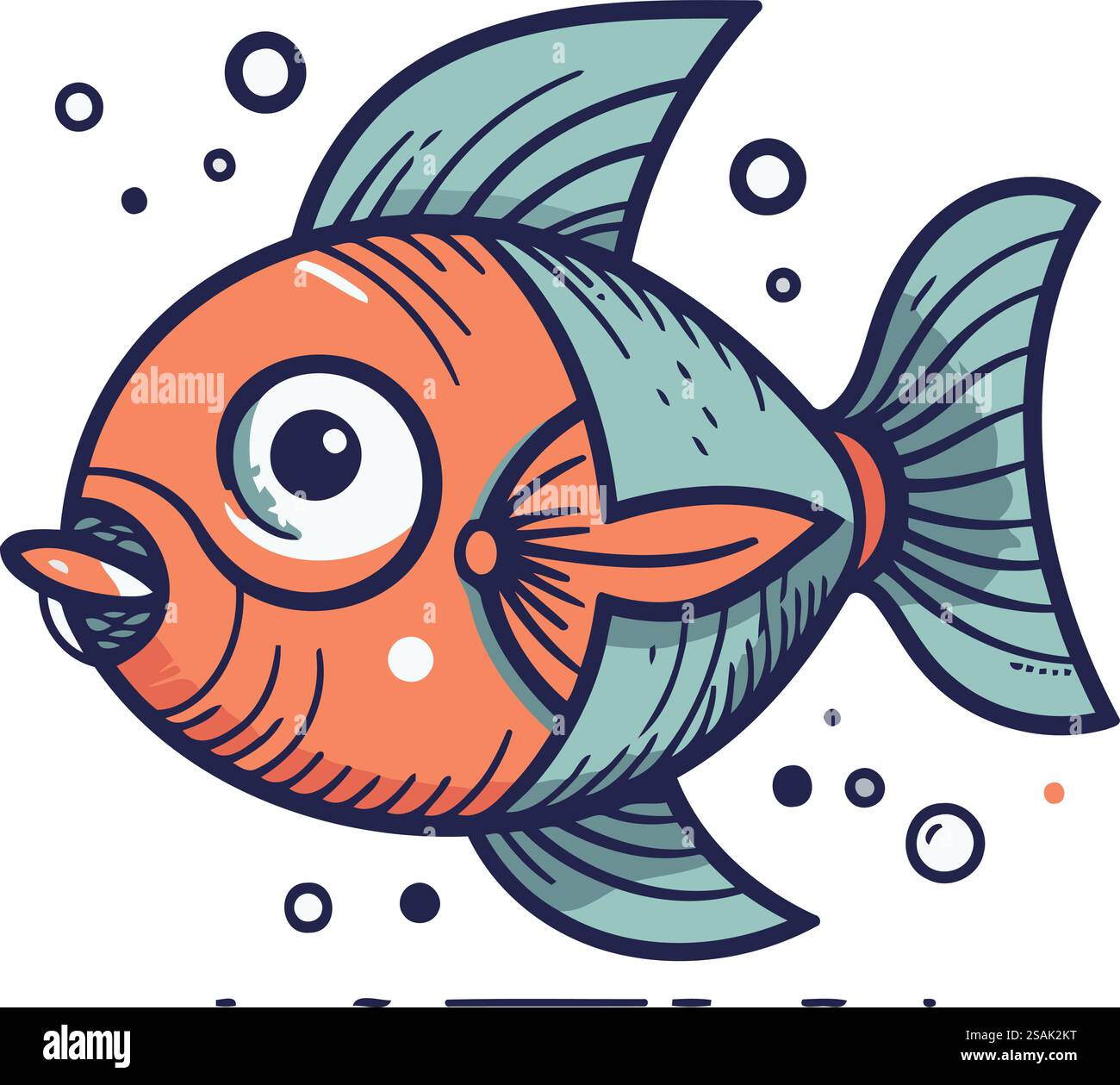 Cartoon fish character. Vector illustration of a cute cartoon fish ...