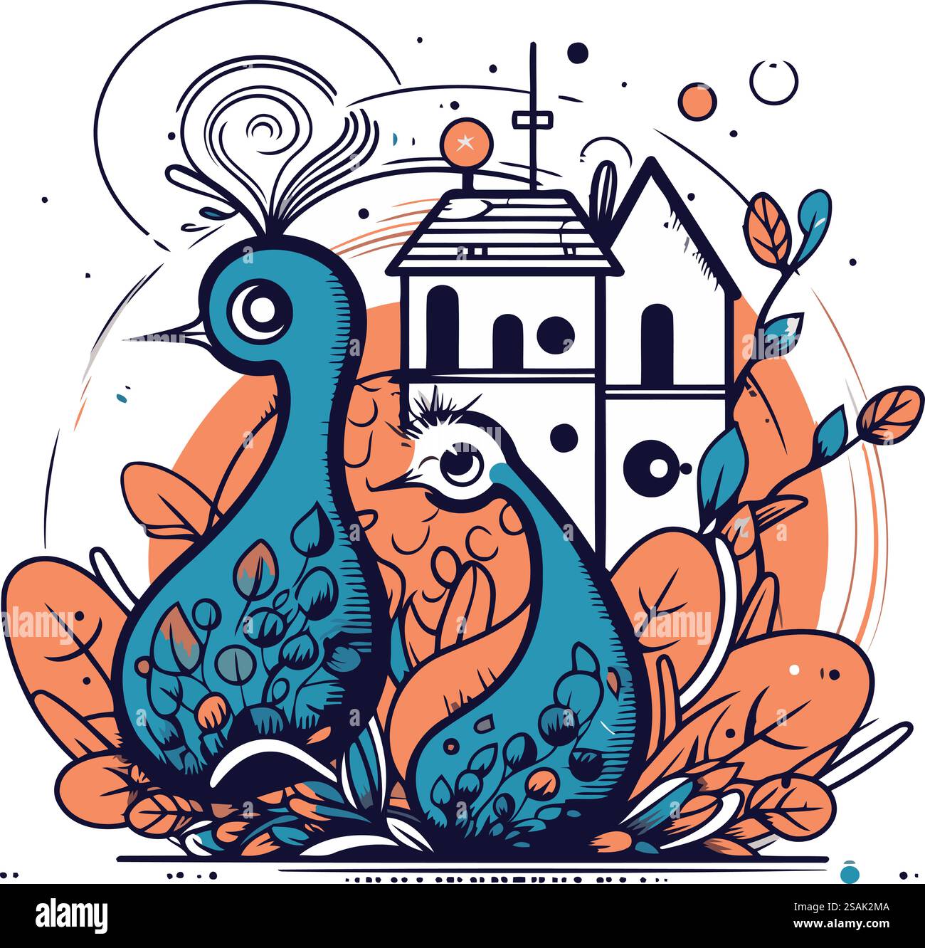 Peacock castle Stock Vector Images - Alamy