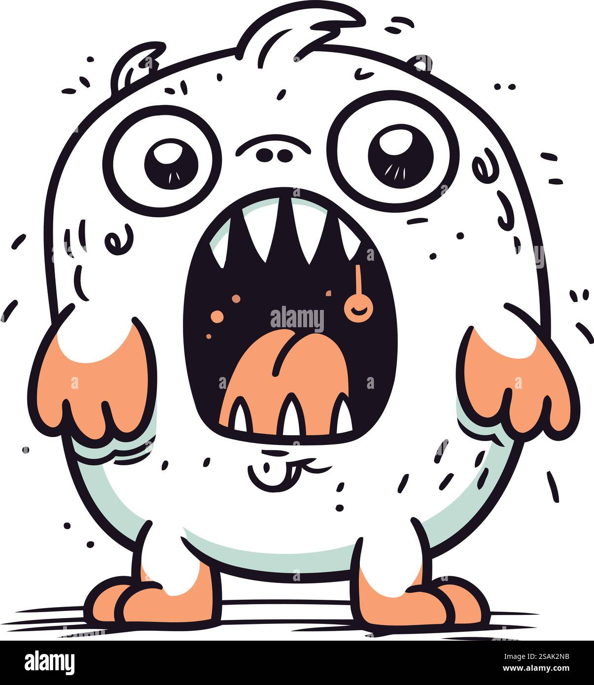 Angry cartoon monster. Vector illustration. Cute monster character ...