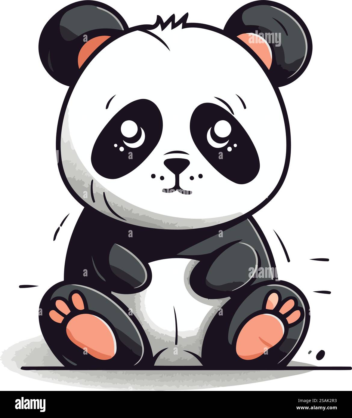 Cute panda sitting on the floor. Vector cartoon illustration Stock ...