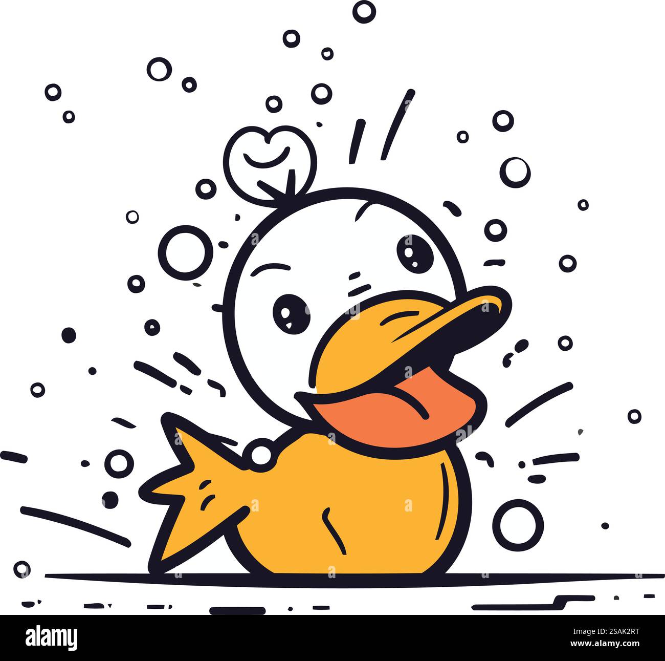 Cute hand drawn vector illustration of a cute cartoon rubber duck Stock ...
