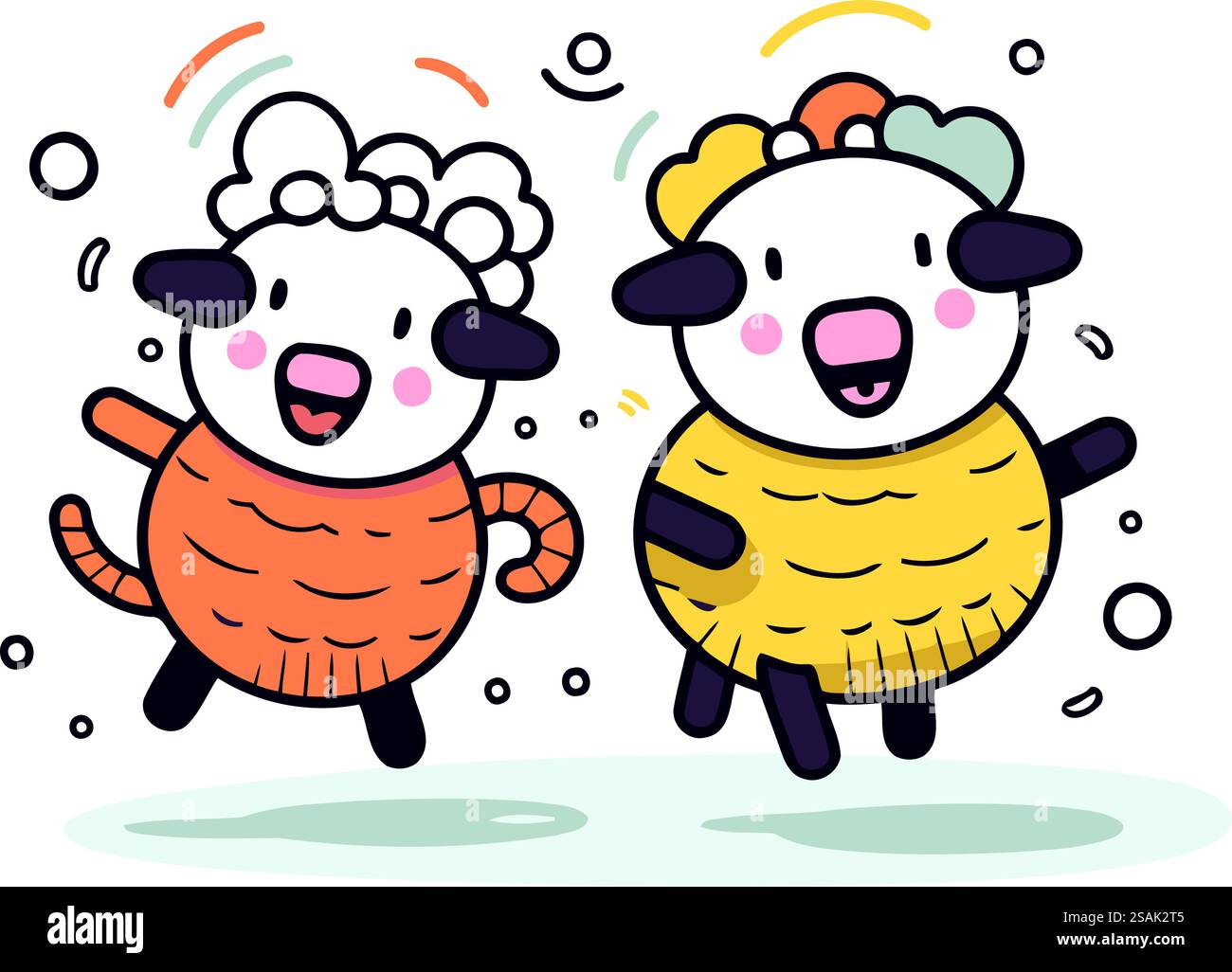 Cute cartoon sheep and goat. Vector illustration for your design Stock ...
