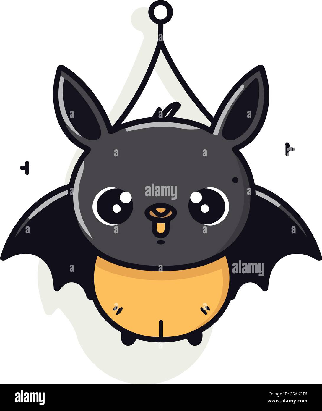 Cute little black bat. Vector illustration on a white background Stock ...