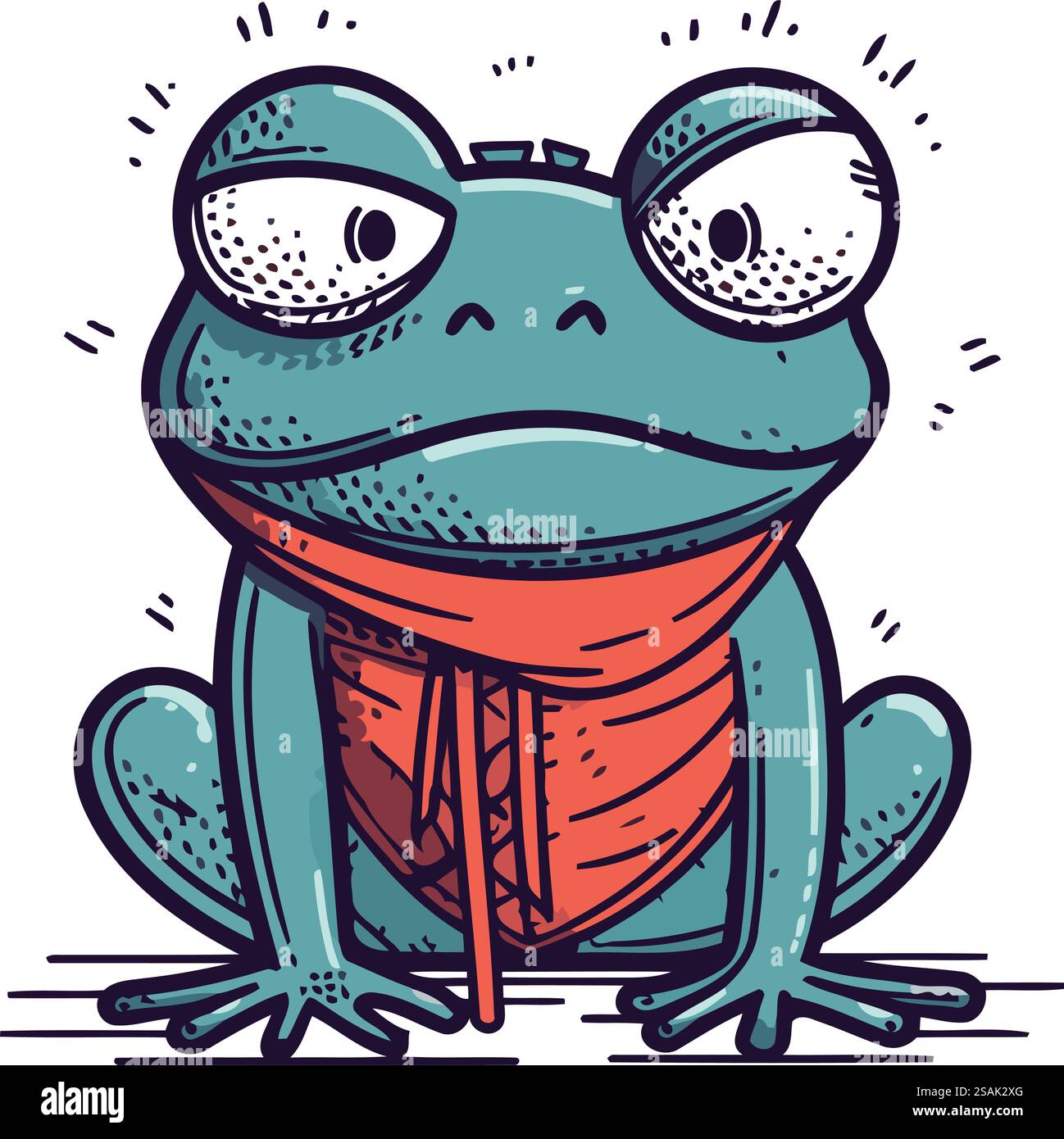 Frog. Hand drawn vector illustration. Isolated on white background ...
