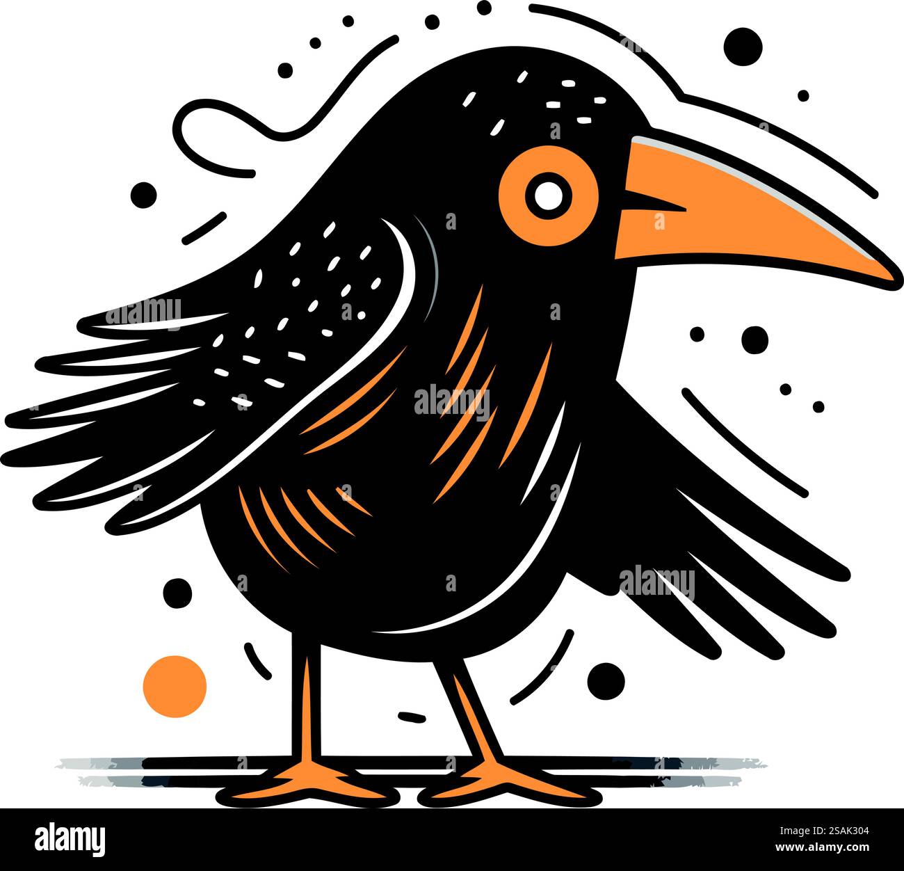 Cute crow vector illustration. Hand drawn doodle style Stock Vector ...