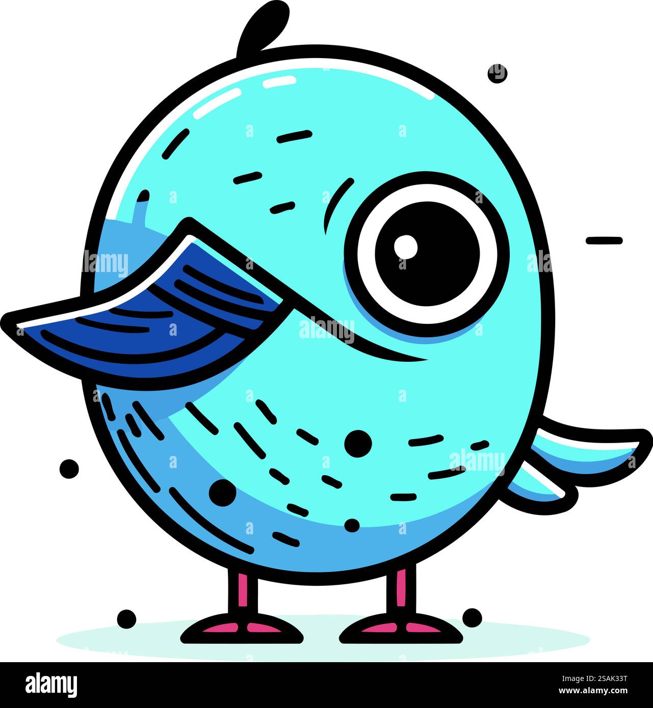 Cute blue bird cartoon character. Vector illustration isolated on white ...