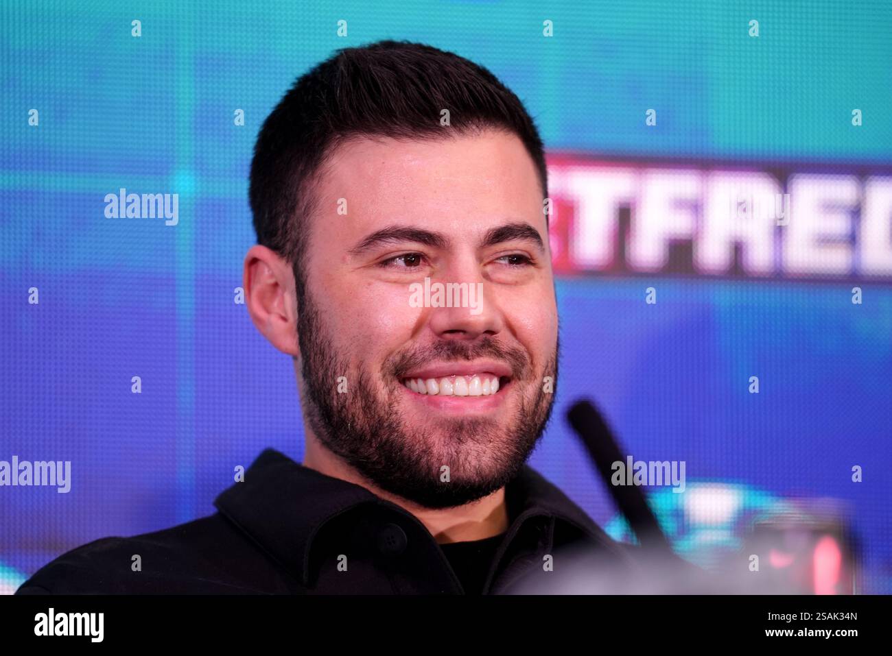 Boxing promoter Ben Shalom during a press conference at BOXPARK Wembley ...