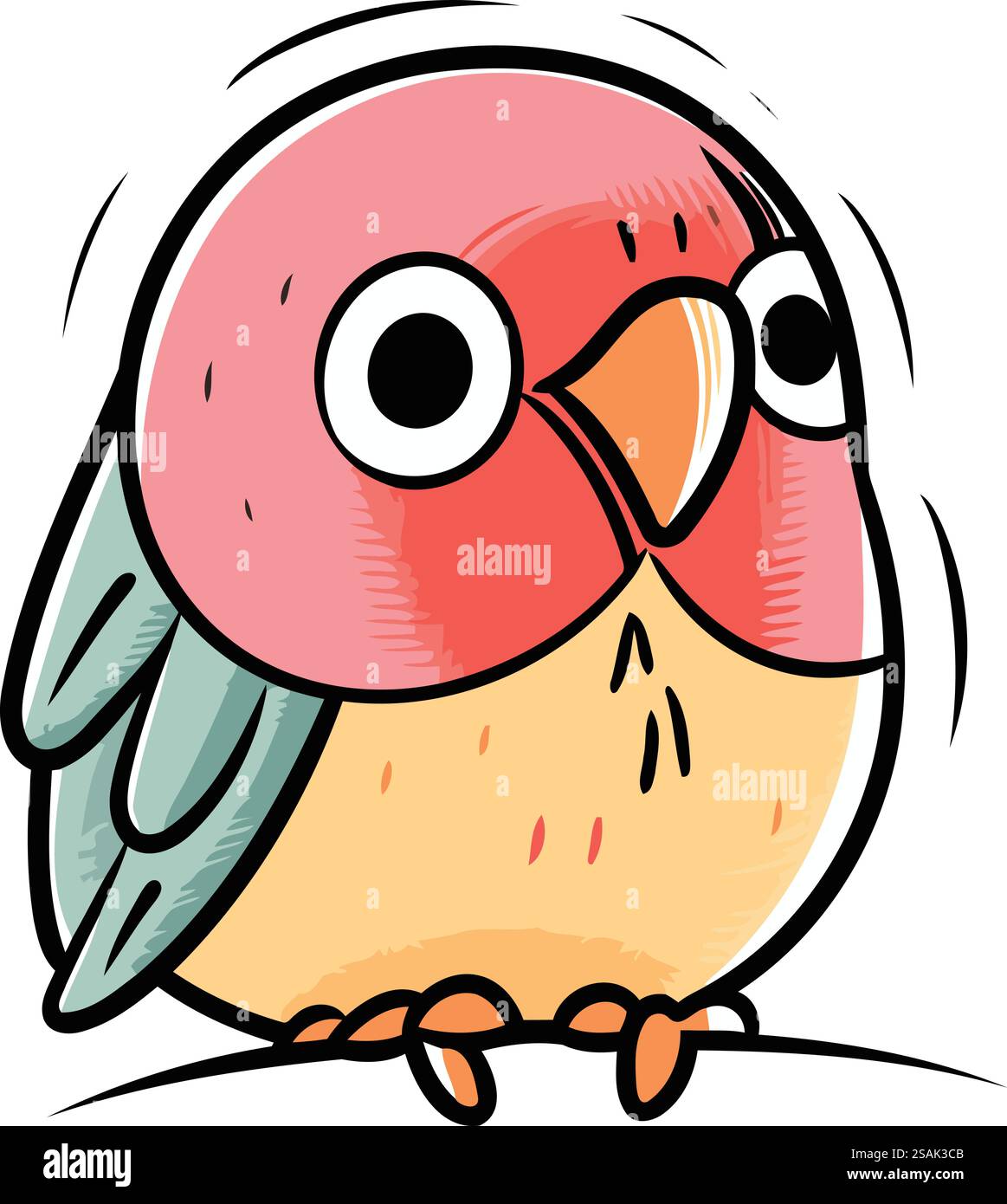 Illustration of cute pink parrot with big eyes on white background ...