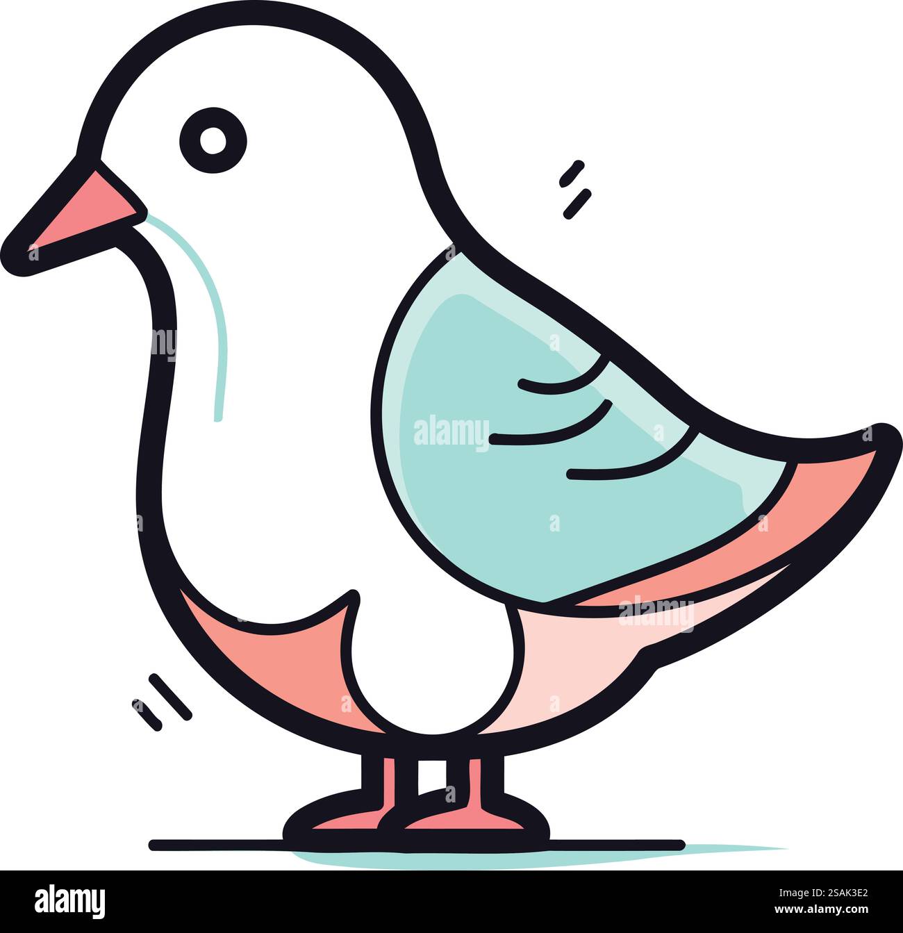 Pigeon. Vector illustration in line style. Isolated on white background ...