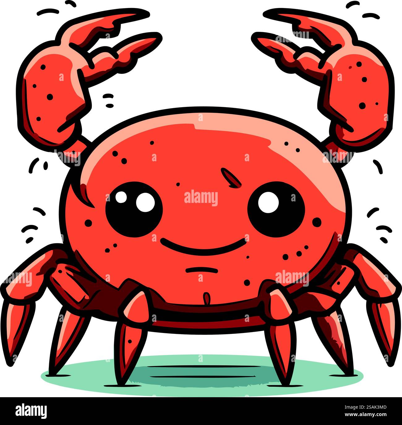 Cute cartoon crab. Vector illustration of a funny cartoon crab Stock ...