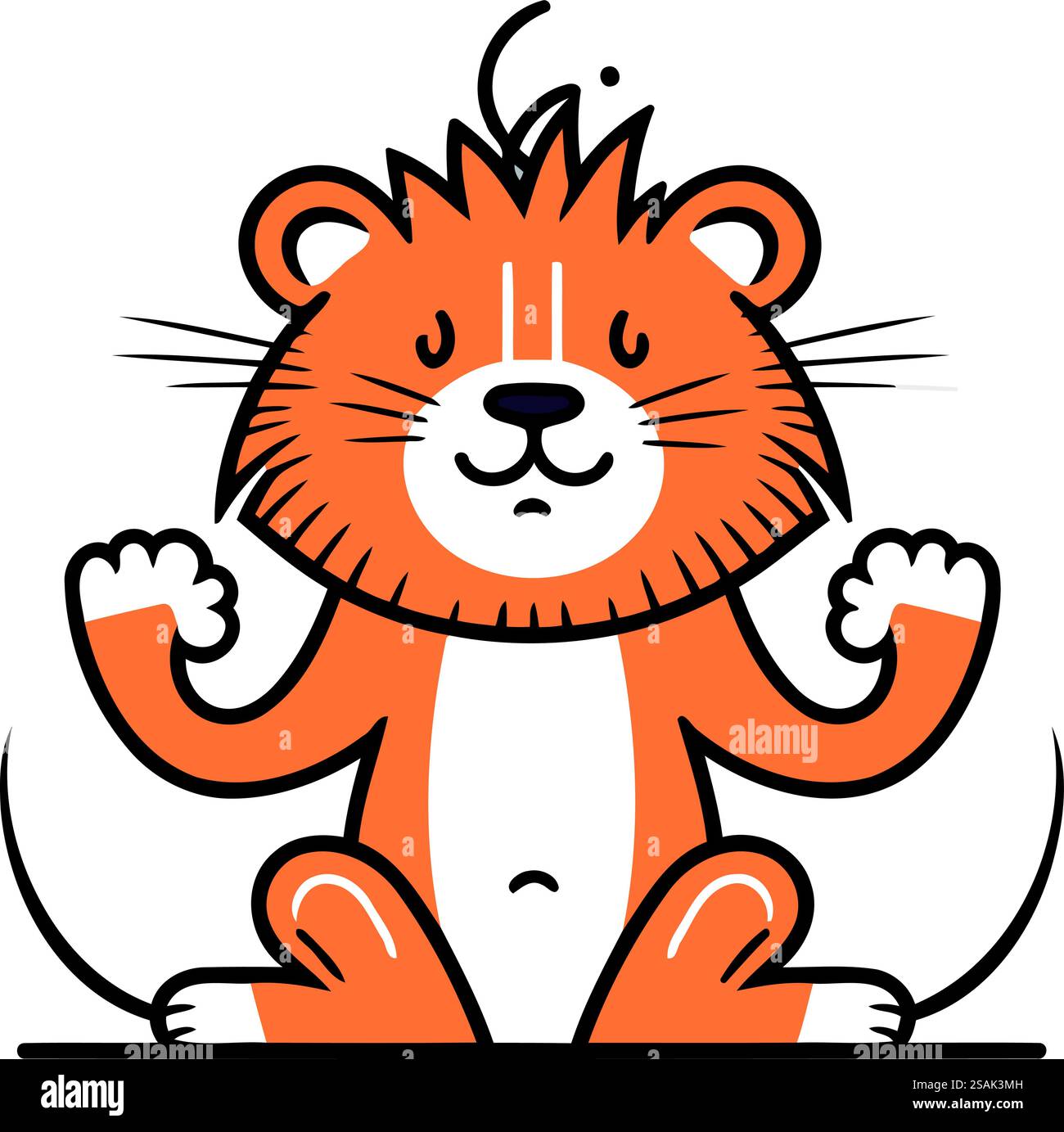Cute lion cartoon character. Vector illustration in line art style ...
