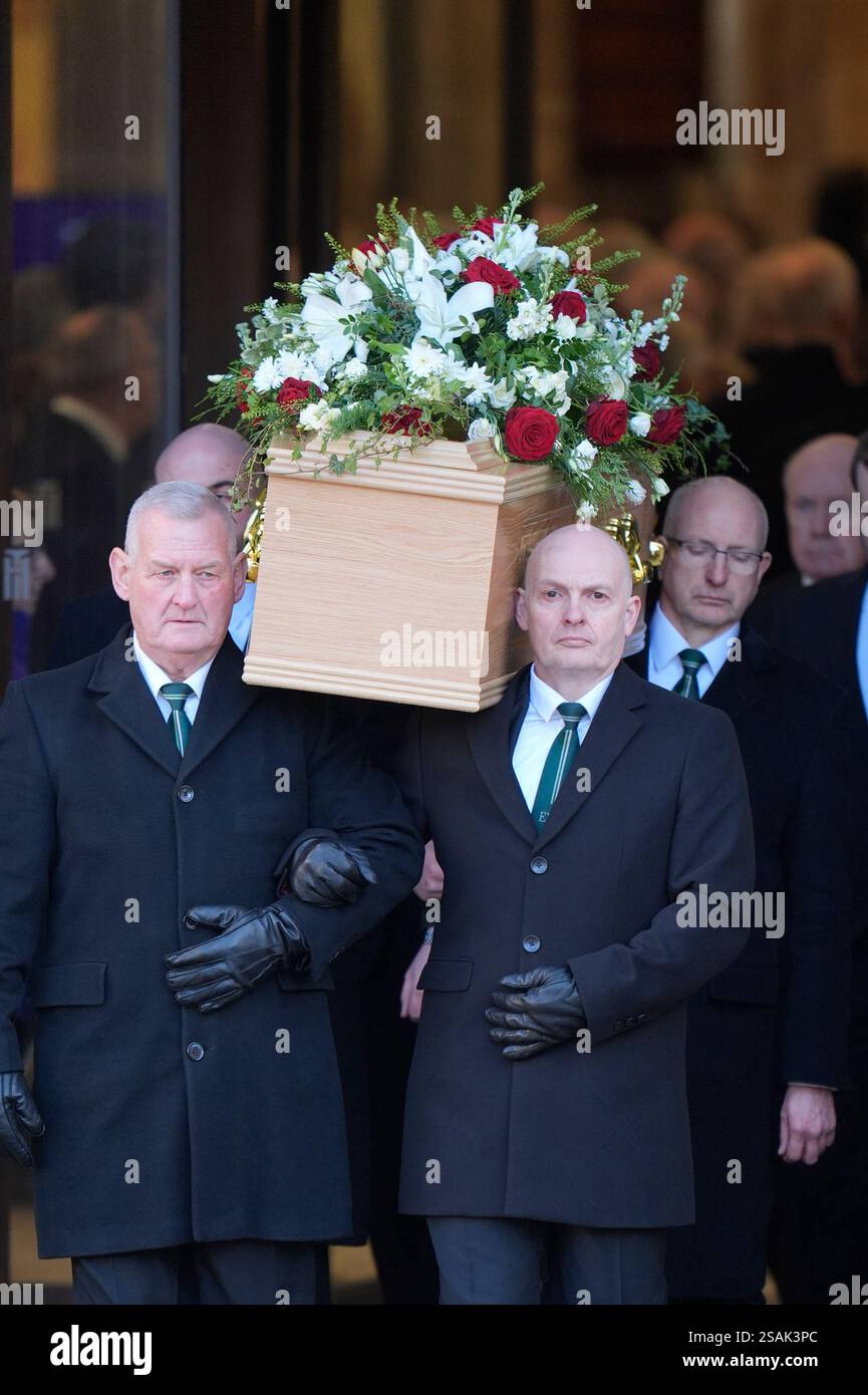 The coffin of Lord John Prescott is carried out of Hull Minster ...