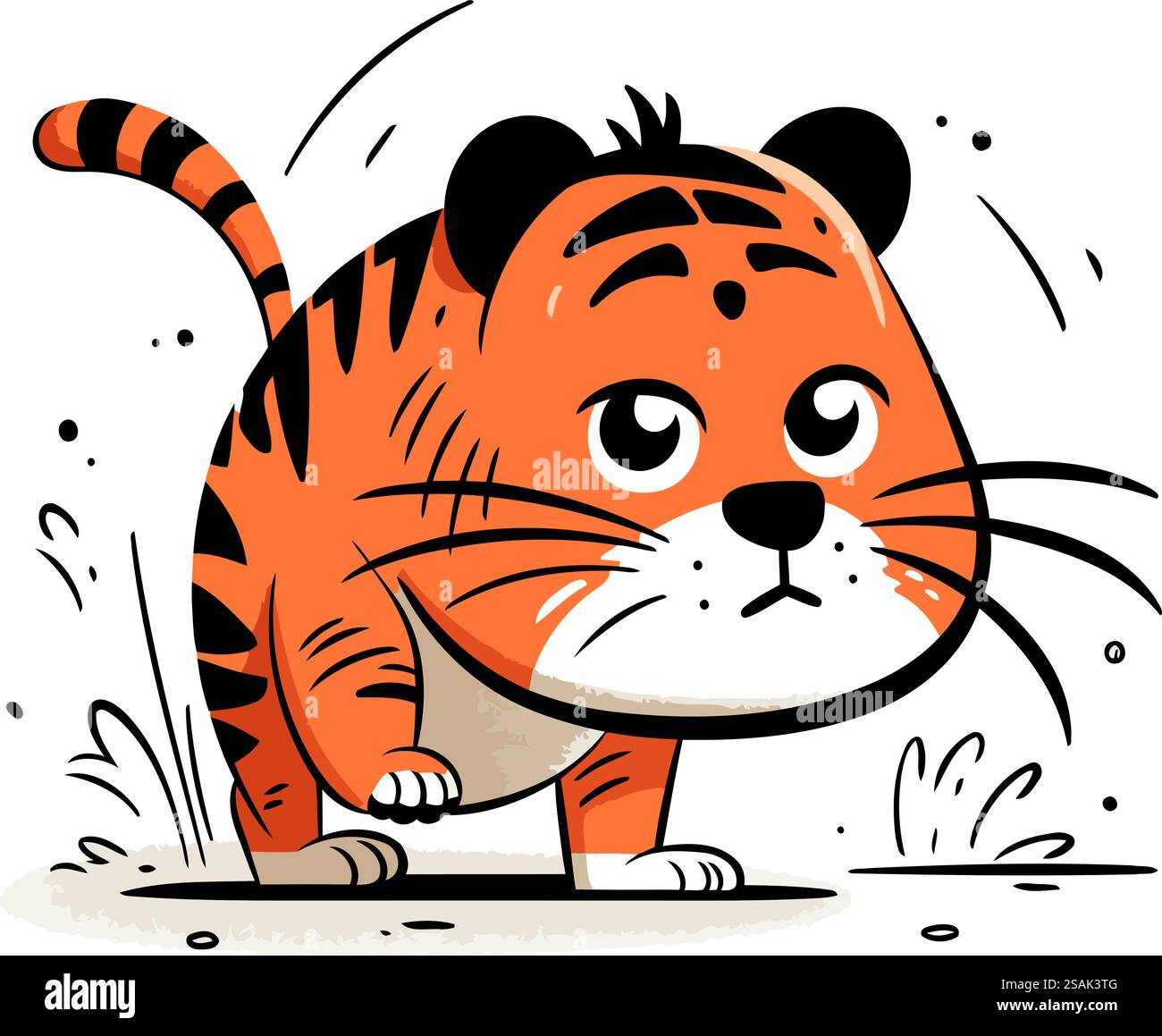 Cute little tiger. Vector illustration in cartoon style on white ...