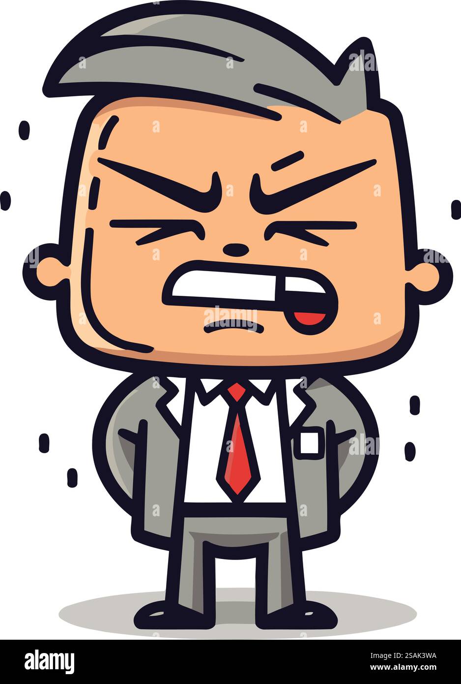 Angry Face Cartoon Businessman Vector Illustration Stock Vector Image ...