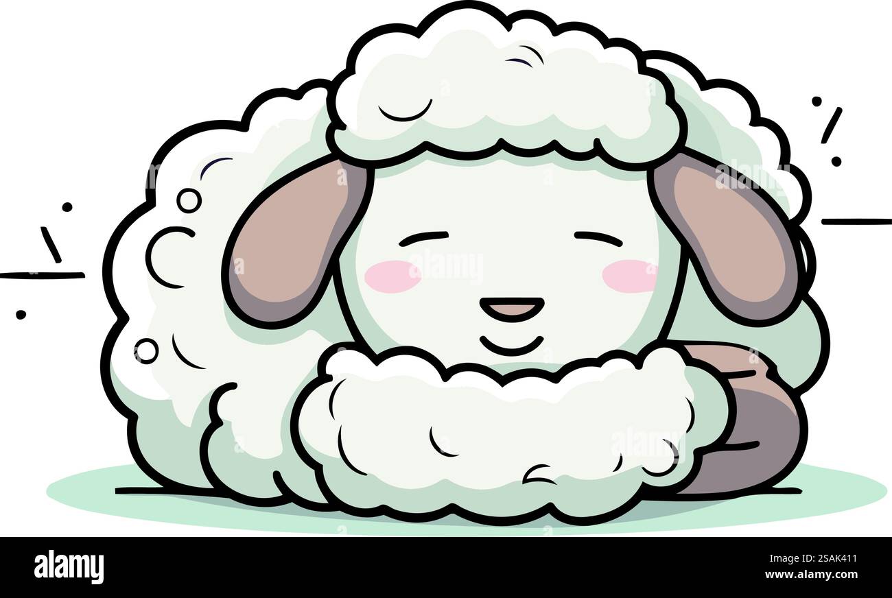 Sheep doodle vector illustration. Cute cartoon sheep Stock Vector Image ...