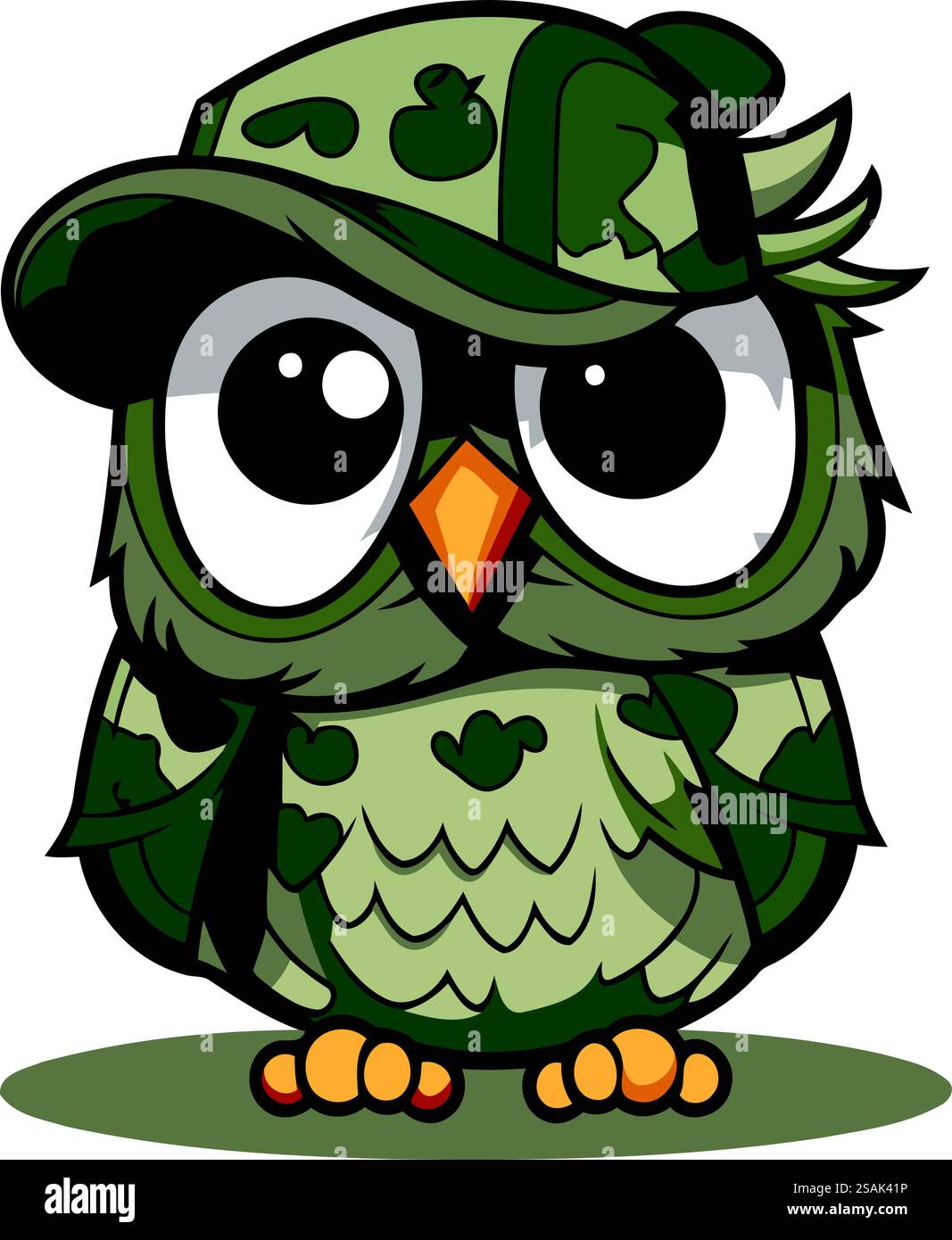 Owl with Army Hat Cartoon Mascot Character Vector Illustration Stock ...
