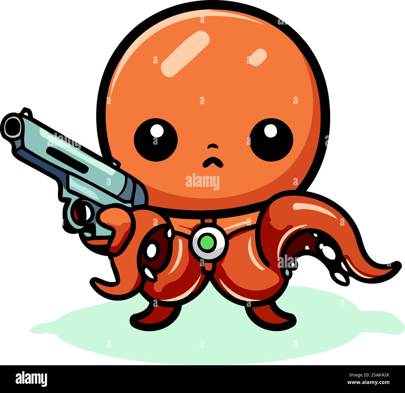 Cute octopus cartoon character with a gun. Vector illustration Stock ...