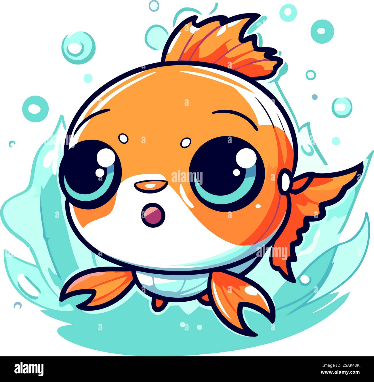 Cute kawaii goldfish cartoon character. Vector illustration Stock ...