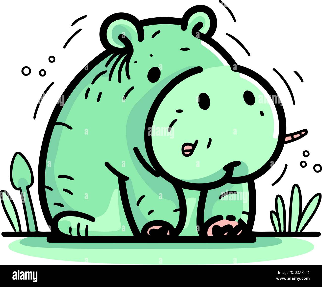 Cute cartoon hippopotamus. Vector illustration in a flat style Stock ...