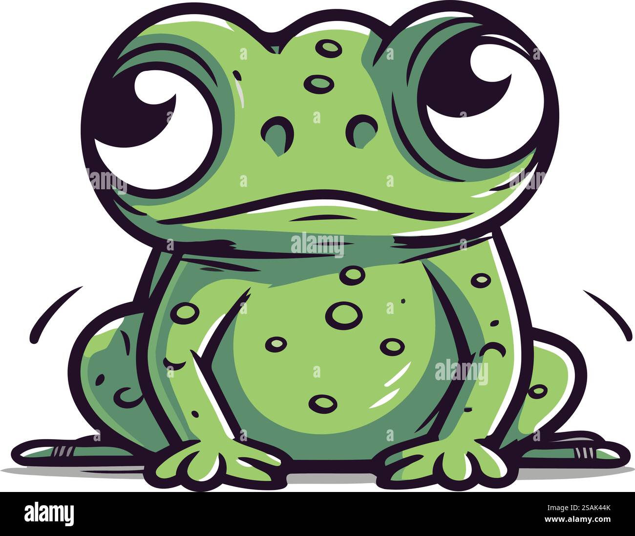 Cute cartoon green frog isolated on white background. Vector ...