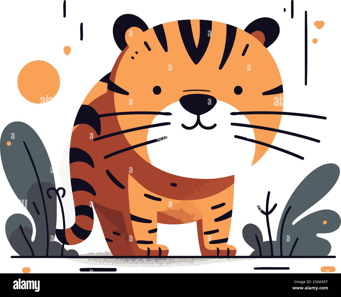 Cute tiger character in flat style. Vector illustration on white ...