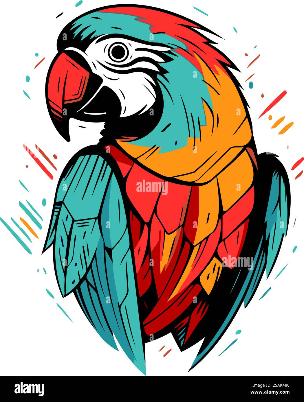 Colorful parrot vector illustration. Isolated on white background Stock ...