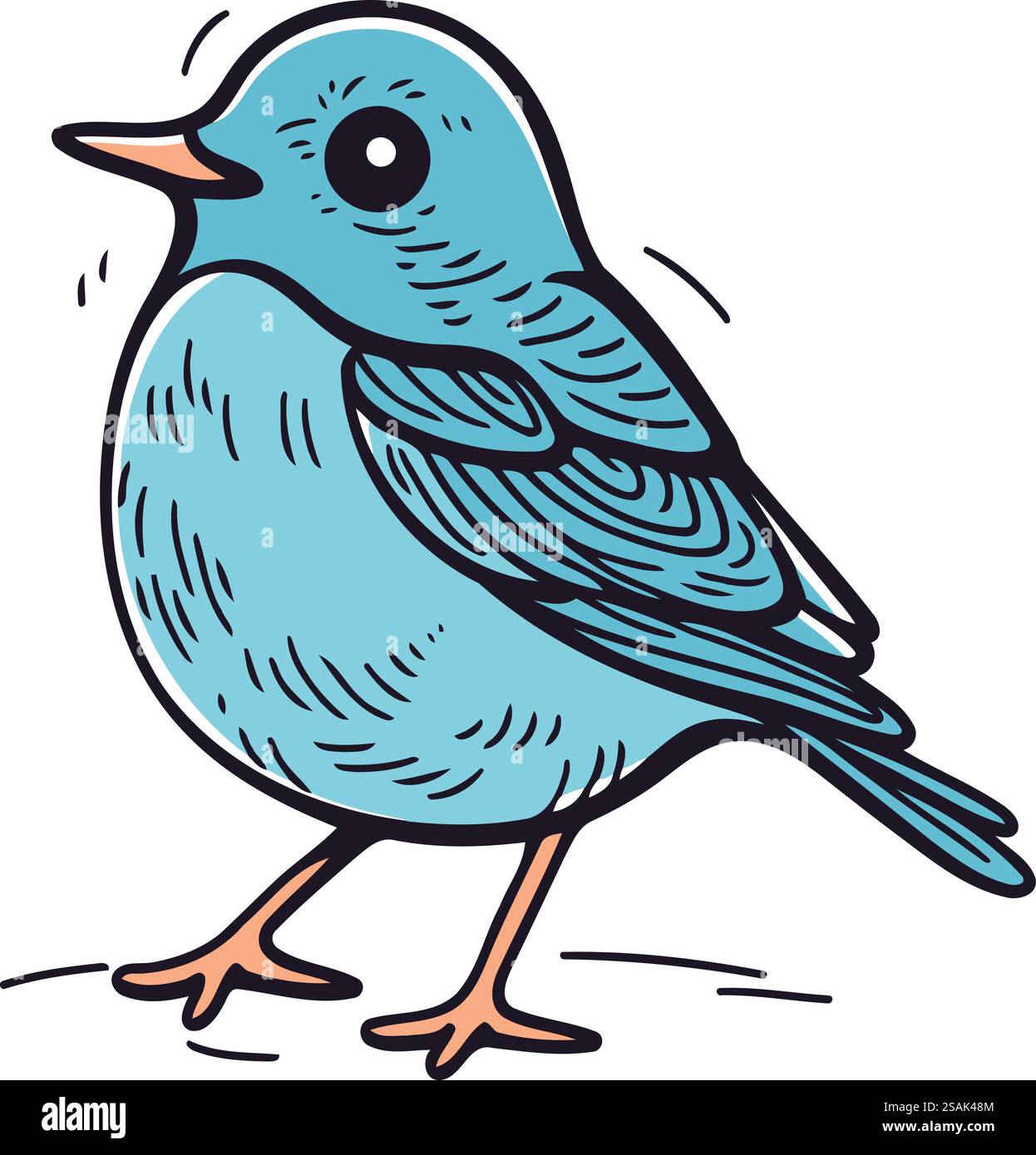 Blue bird. Hand drawn vector illustration in doodle style Stock Vector ...