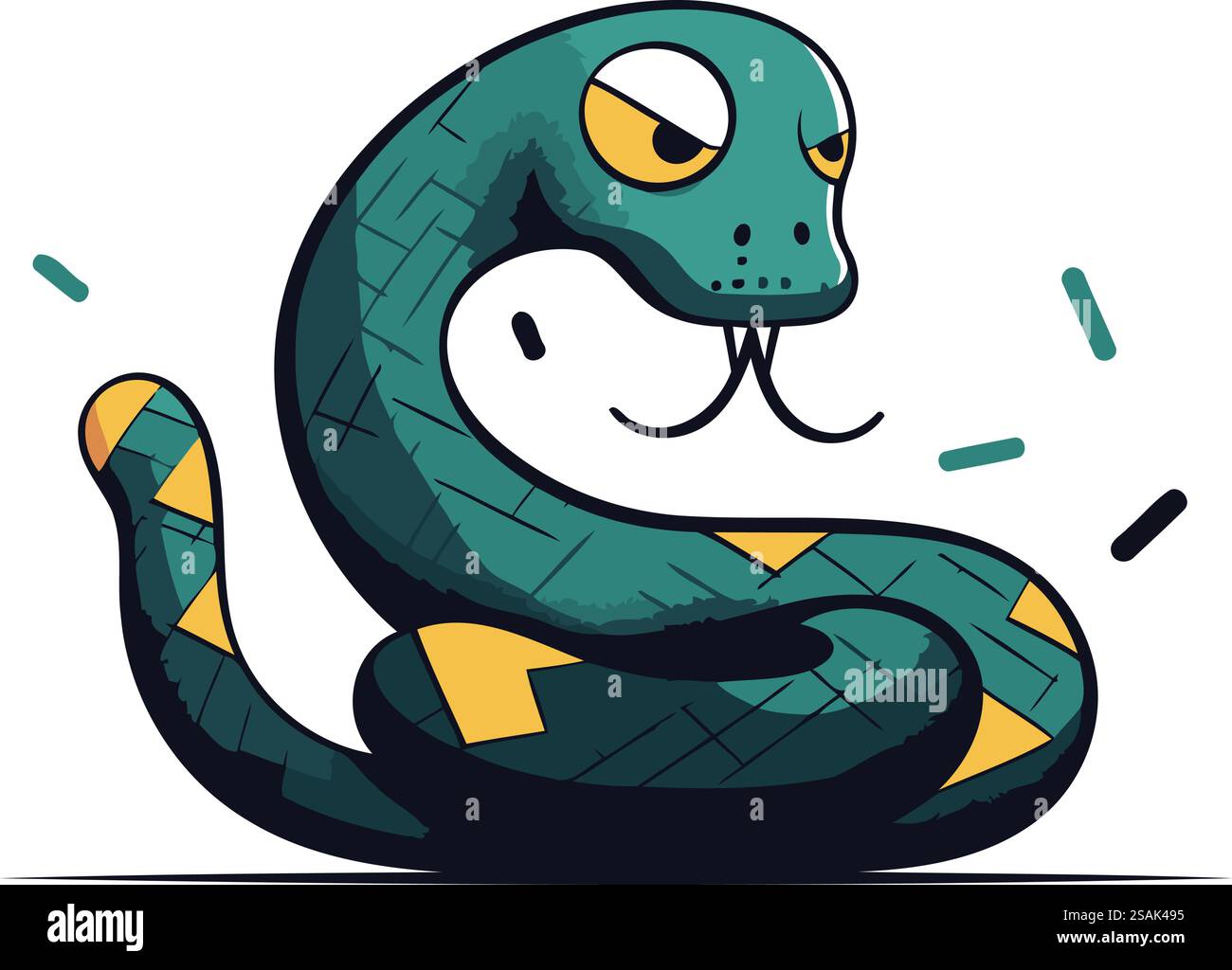 Cute cartoon snake isolated on a white background. Vector illustration ...
